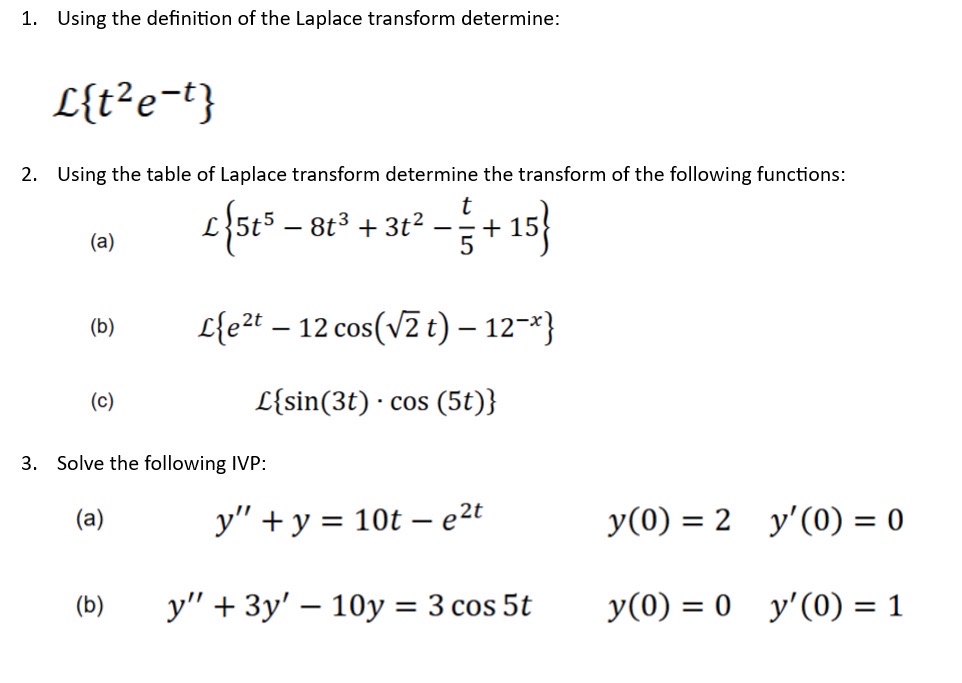 Solved Using the definition of the Laplace transform | Chegg.com