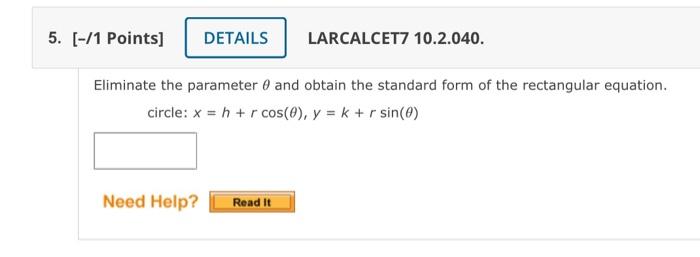 Solved Eliminate the parameter θ and obtain the standard | Chegg.com