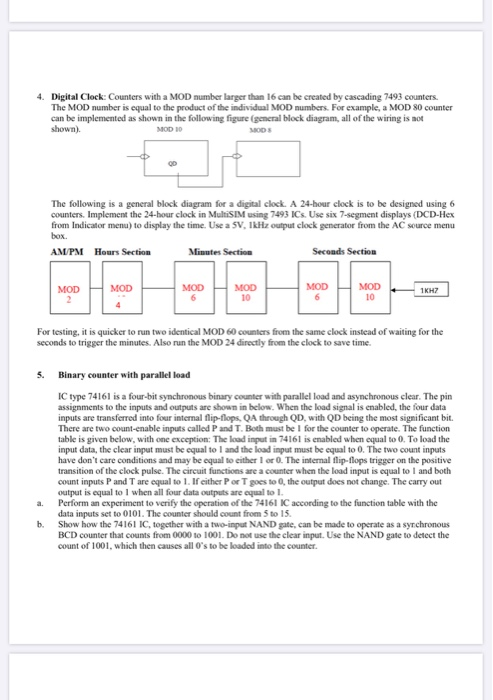 Solved Lab 9 Binary and Decimal Counters IC: 7493(counter), | Chegg.com