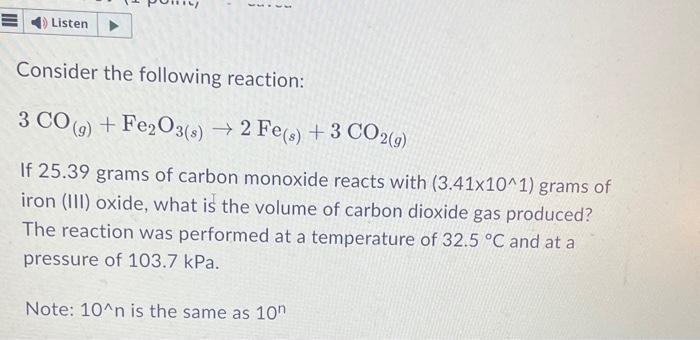 Solved Consider the following reaction: | Chegg.com