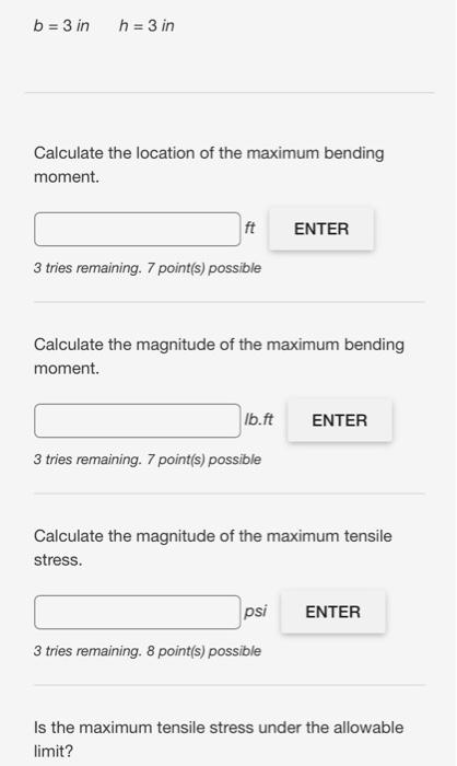 Solved The beam shown can only handle 600 psi of tensile | Chegg.com