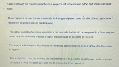 Solved A curve showing the relationship between a project's | Chegg.com