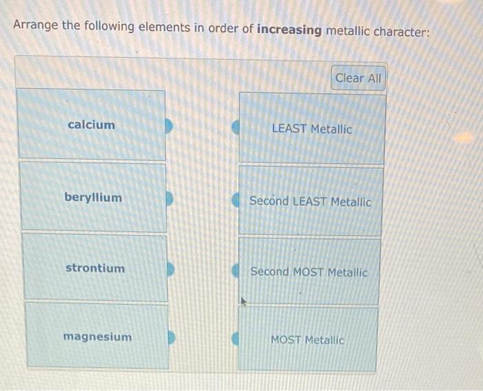 Solved Arrange the following elements in order of increasing | Chegg.com