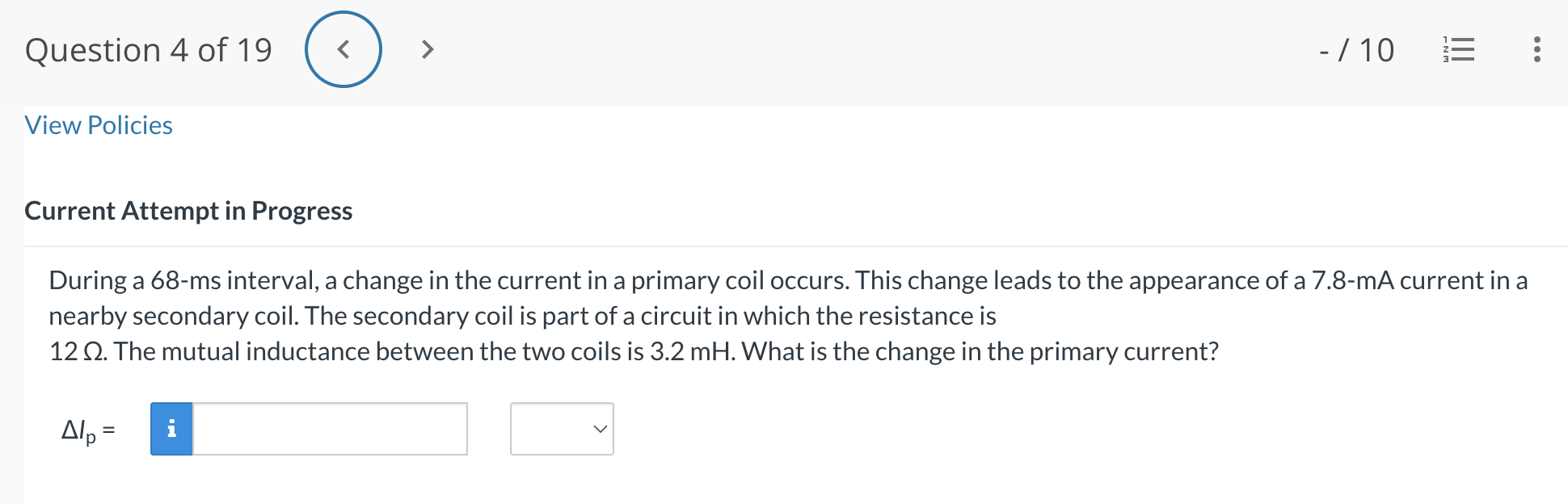 Solved Current Attempt in ProgressDuring a 68-ms interval, a | Chegg.com