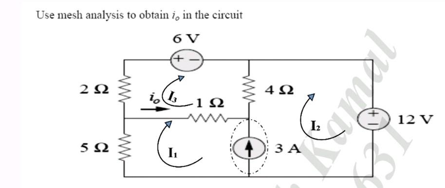 Use mesh analysis to obtain i0 in the circuit | Chegg.com