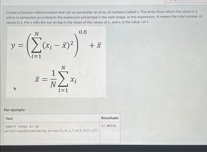 Solved Create a function called problem that has as | Chegg.com