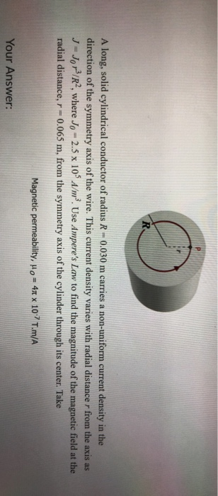 Solved A long, solid cylindrical conductor of radius R | Chegg.com