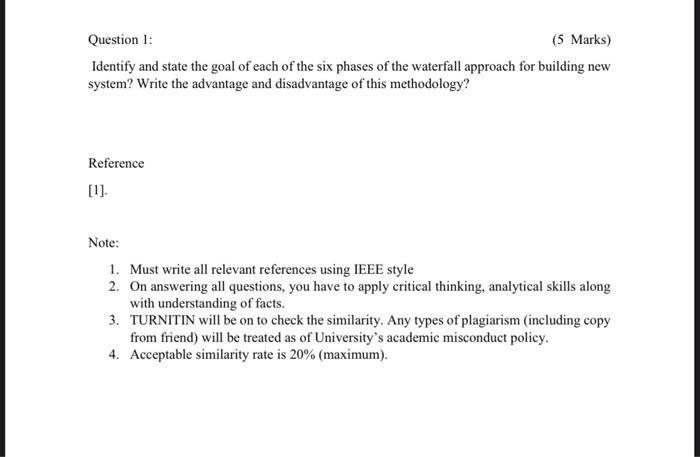 Solved Question 1: (5 Marks) Identify and state the goal of | Chegg.com