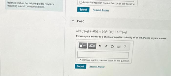 Solved Balance each of the following redox reactions | Chegg.com