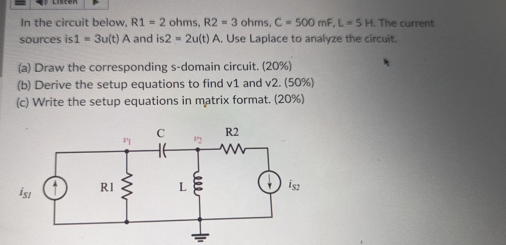 Solved In the circuit below, R1=2 ohms, R2=3 ohms, | Chegg.com