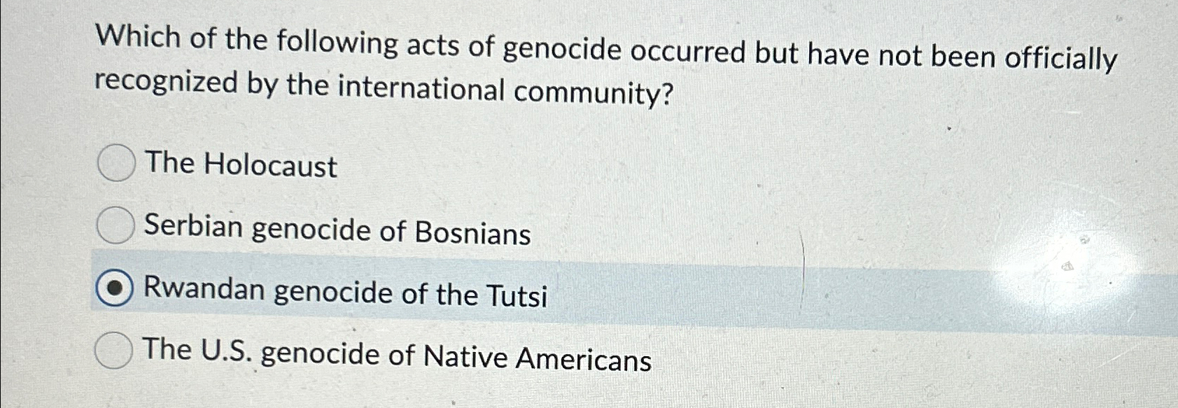 Solved Which of the following acts of genocide occurred but | Chegg.com