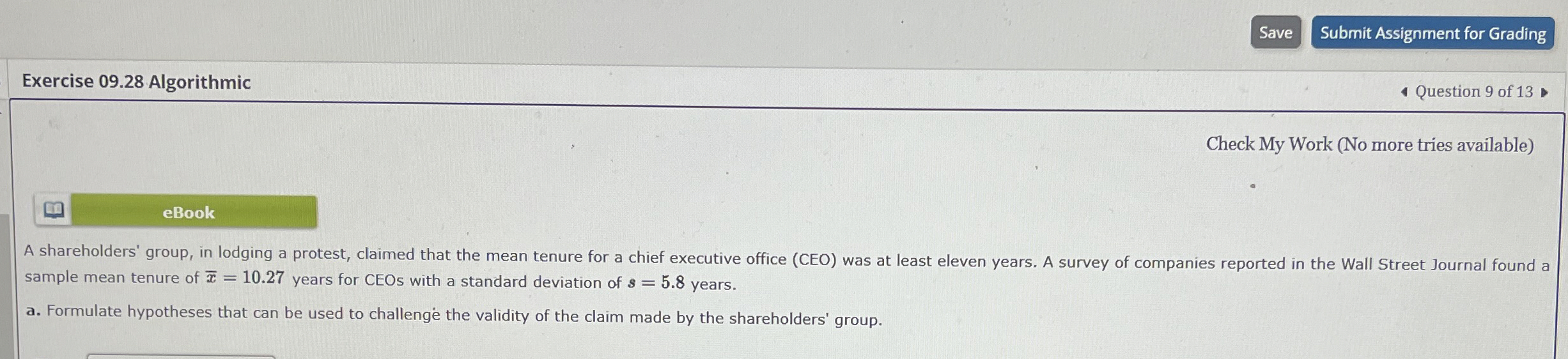 Solved Submit Assignment for GradingExercise 09.28 | Chegg.com