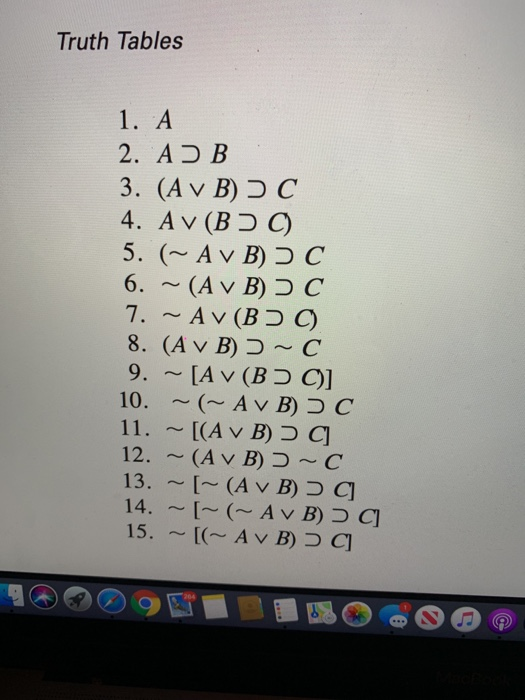 Solved Truth Tables 1. A 2. A) B 3. (A v B) DC 4. A v (B) C) | Chegg.com