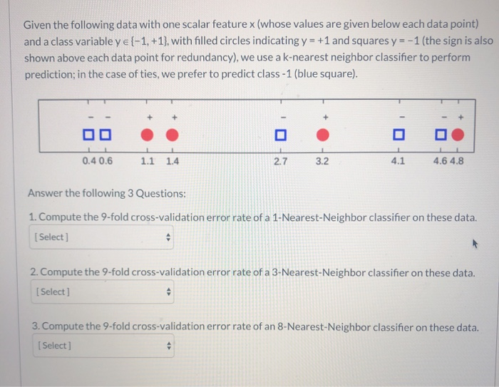 Given the following data with one scalar feature | Chegg.com