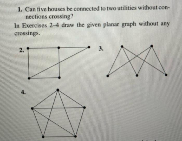 Solved 1. Can five houses be connected to two utilities | Chegg.com Solved 1. Can five houses be connected to two utilities | Chegg.com
