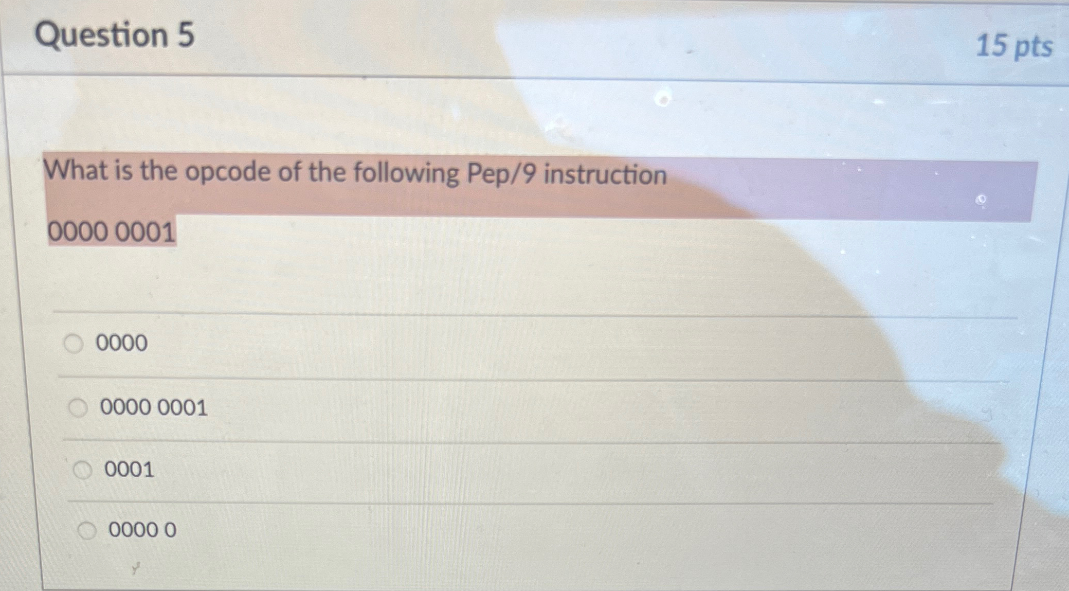 Solved Question 515ptsWhat is the opcode of the following | Chegg.com