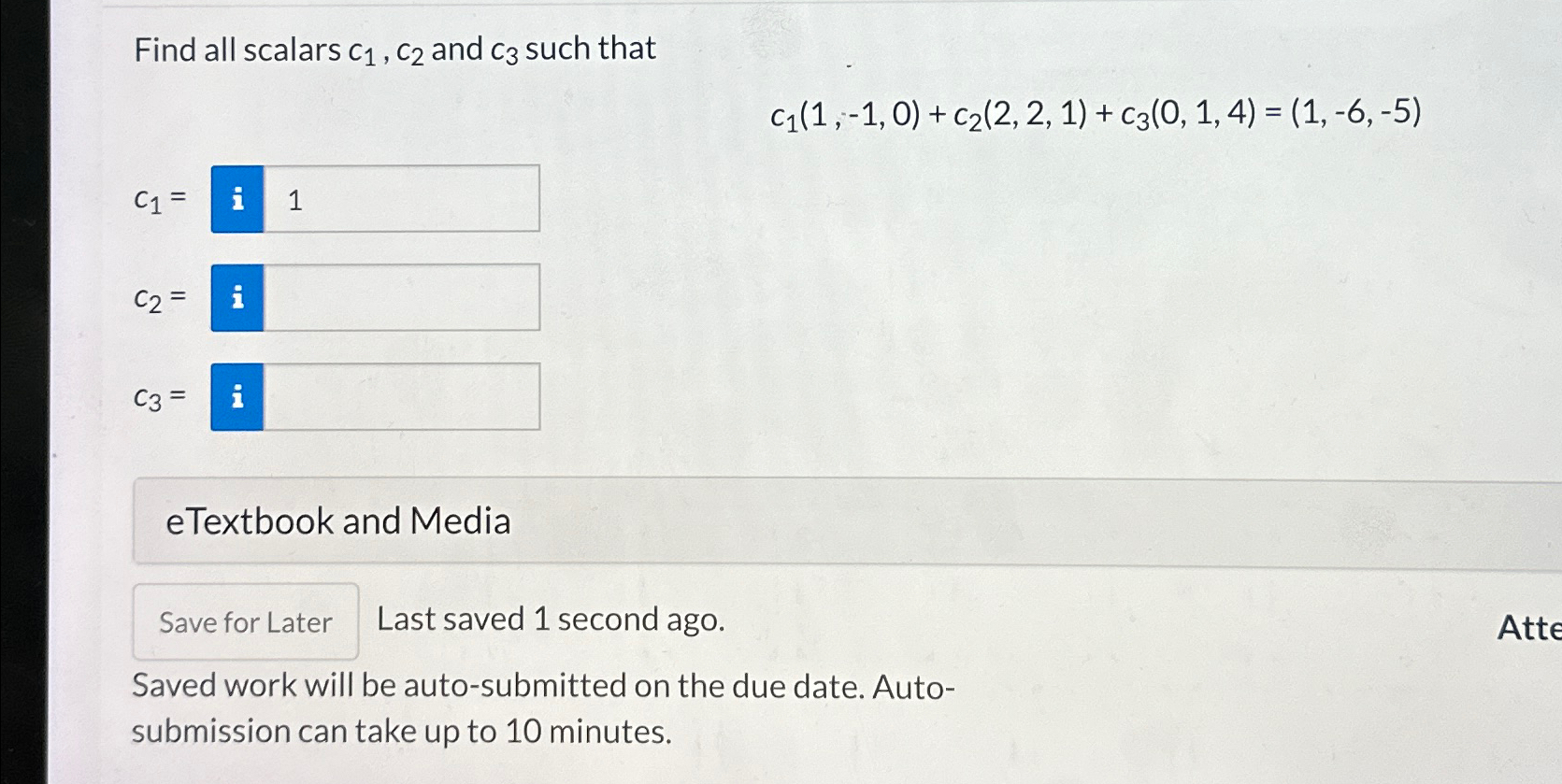 Solved Find all scalars c1,c2 ﻿and c3 ﻿such | Chegg.com