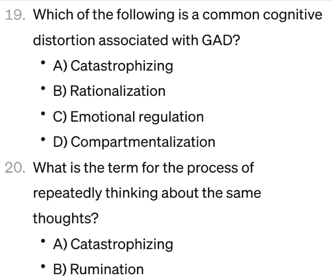 Solved Which of the following is a common cognitive | Chegg.com