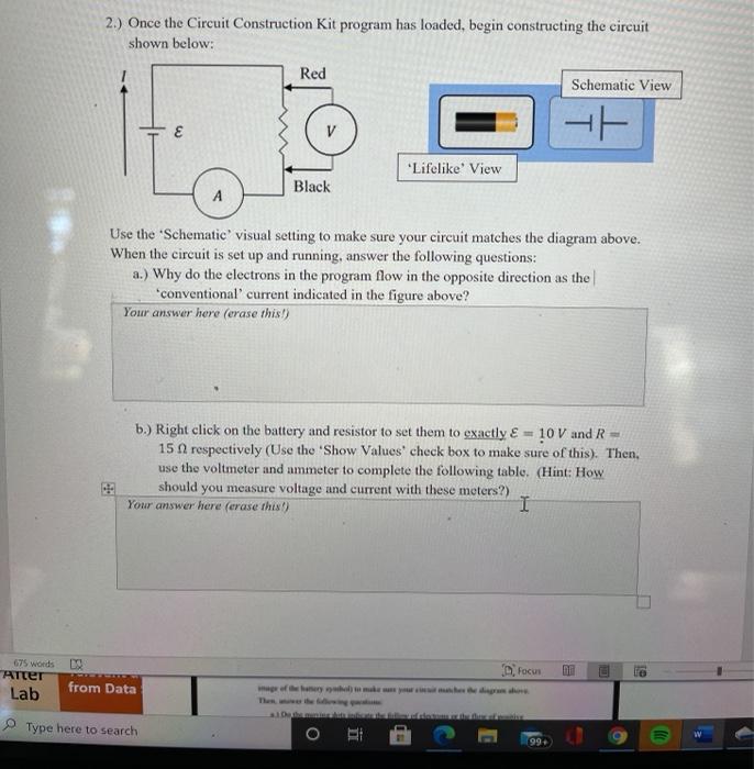 Solved 2.) Once the Circuit Construction Kit program has | Chegg.com
