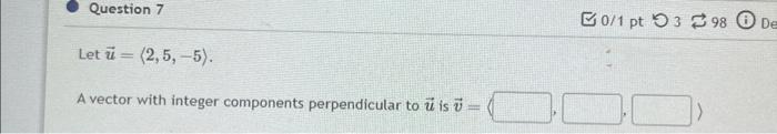 Solved Let u= 2,5,−5 . A vector with integer components | Chegg.com