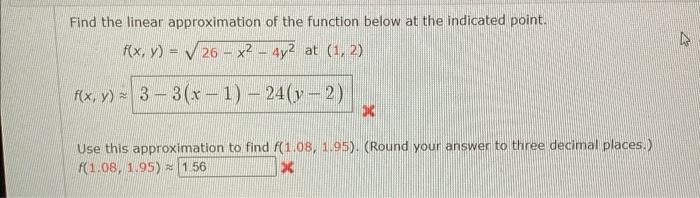 Solved Find the linear approximation of the function below | Chegg.com