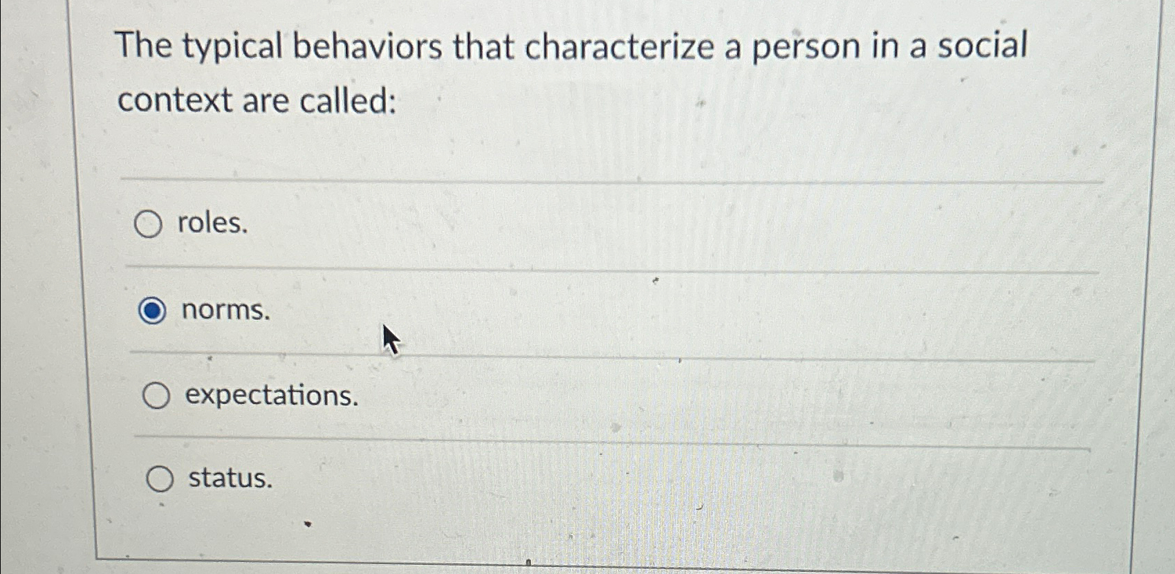 Solved The typical behaviors that characterize a person in a | Chegg.com
