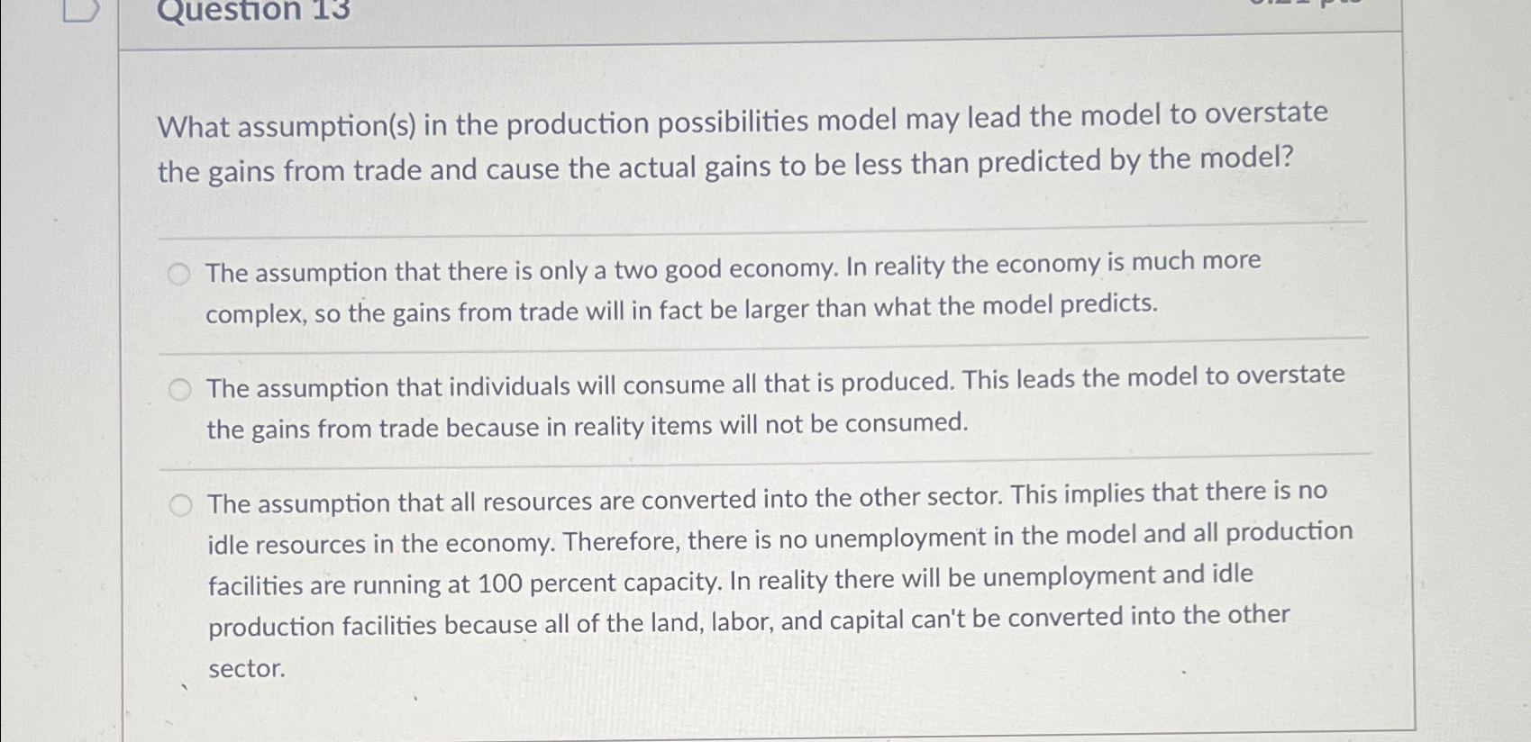 Solved What assumption(s) ﻿in the production possibilities | Chegg.com
