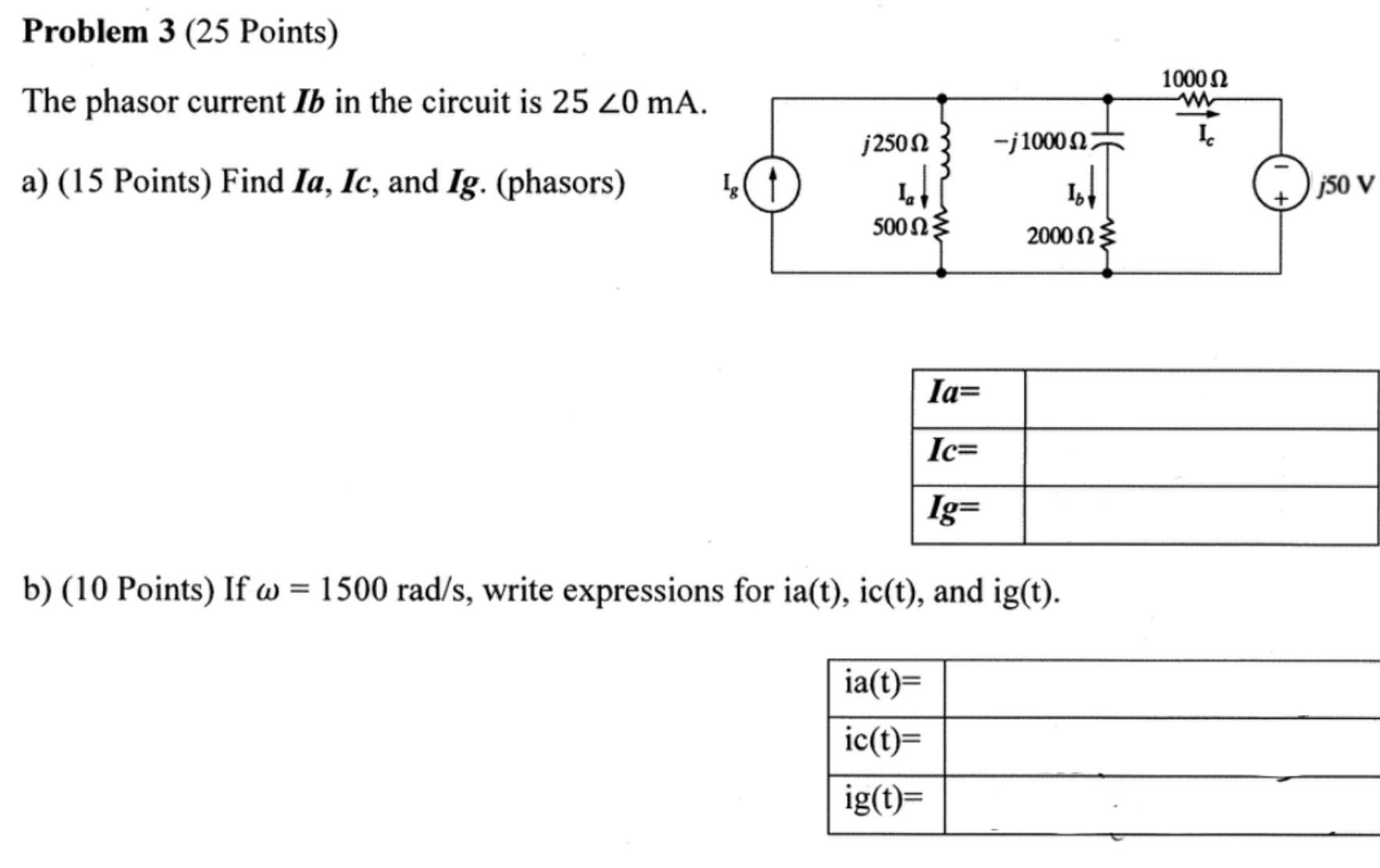 Solved Problem 3 (25 ﻿Points) ﻿The phasor current Ib in the | Chegg.com