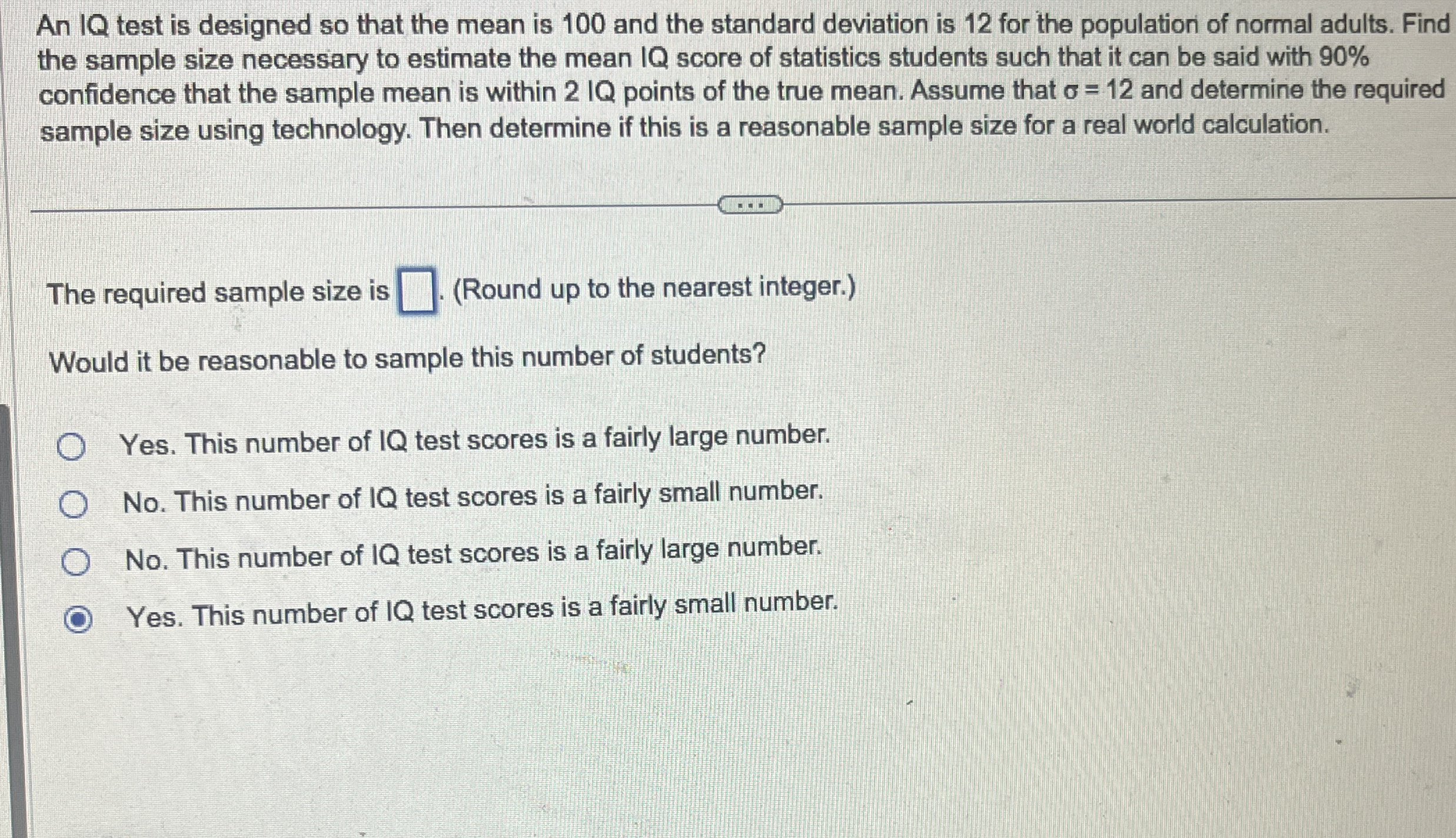 Solved An IQ test is designed so that the mean is 100 ﻿and | Chegg.com