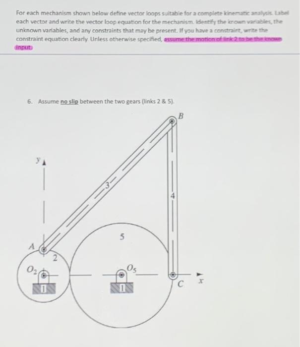 For each mechanism shown below define vector loops | Chegg.com