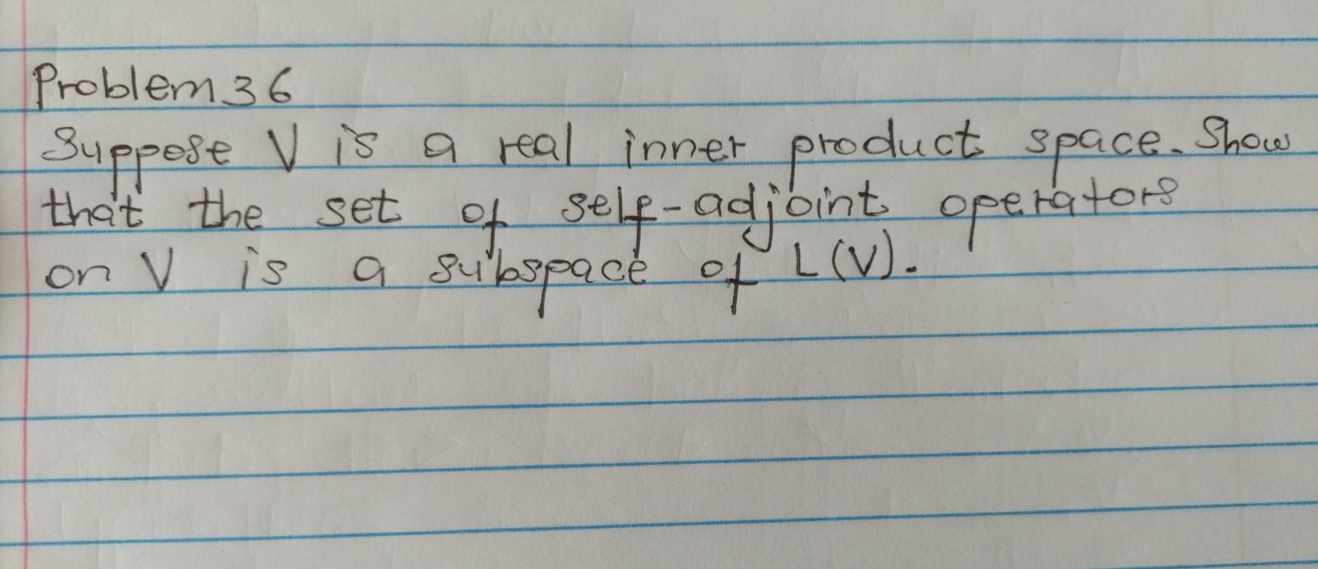 Solved Problem 36 Suppose V is a real inner product space. | Chegg.com