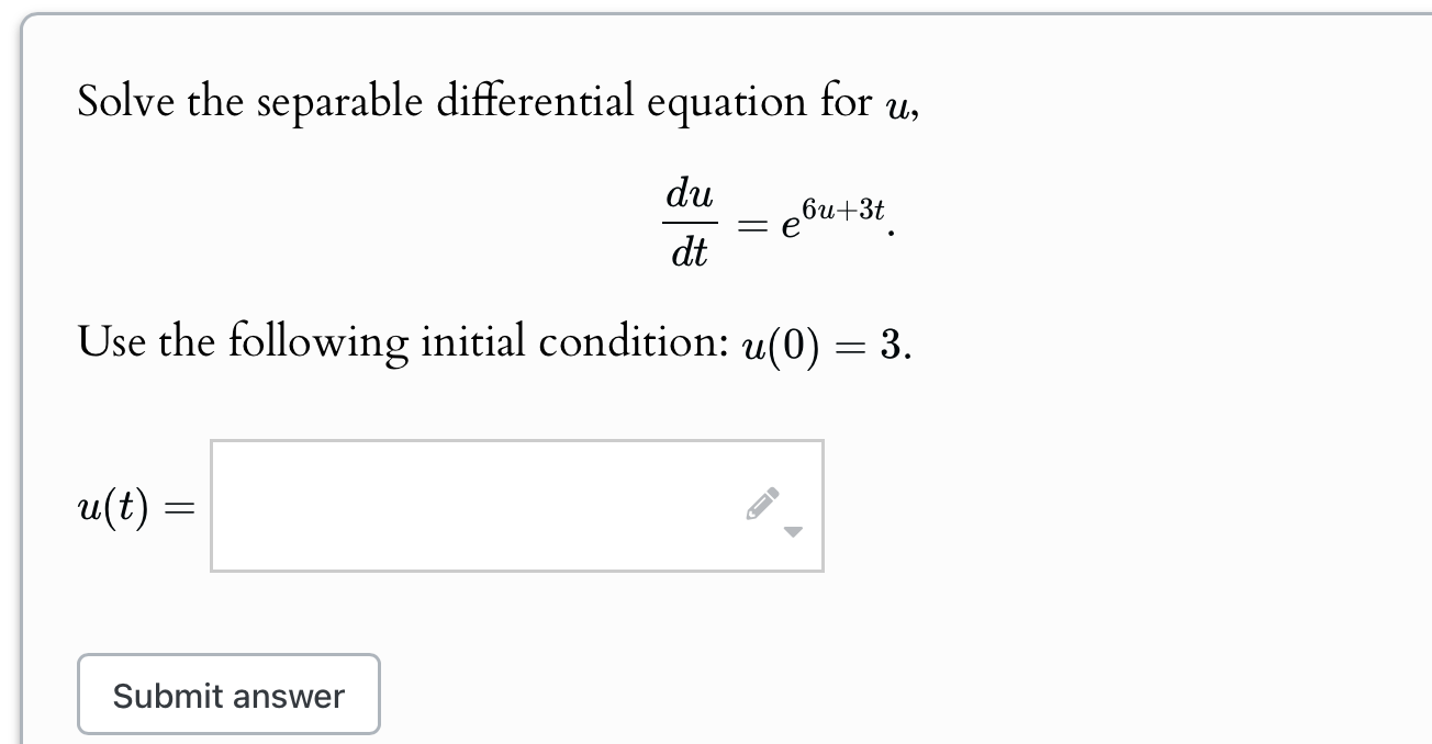 Solved Solve the separable differential equation for | Chegg.com