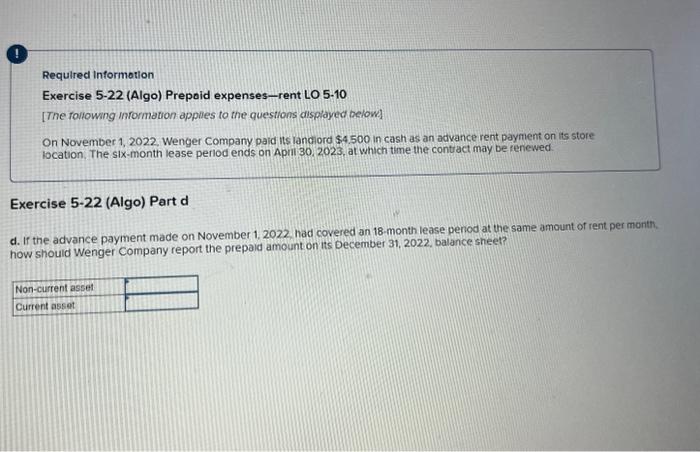 Solved Requlred information Exercise 5-22 (Algo) Prepaid | Chegg.com