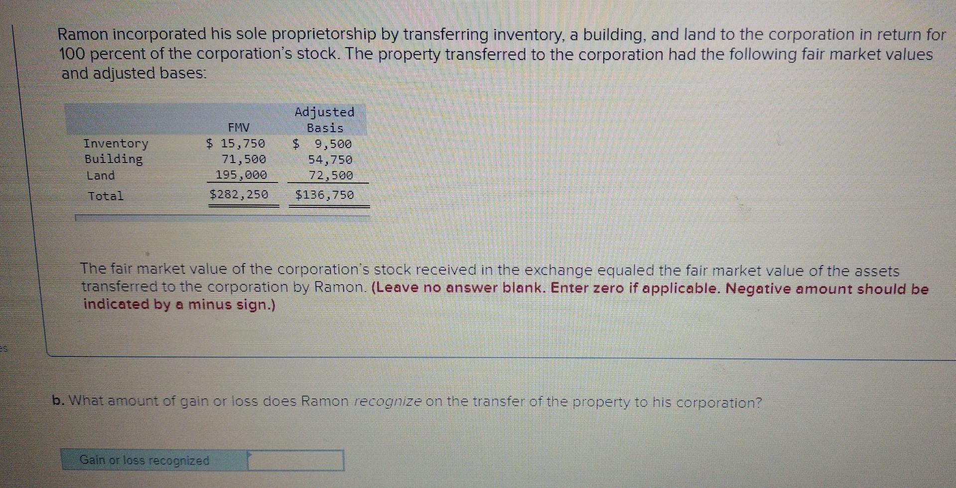 Solved Ramon incorporated his sole proprietorship by | Chegg.com