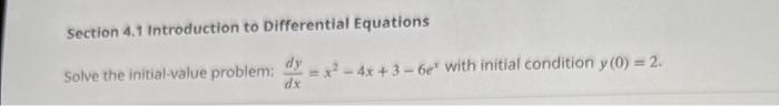 Solved Section 4.1 Introduction to Differential Equations | Chegg.com