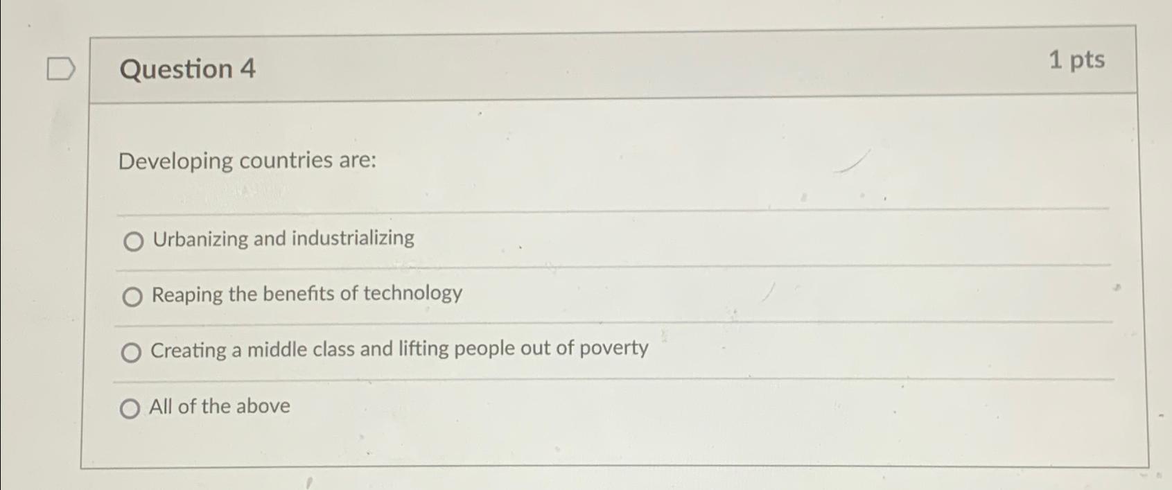 Solved Question 41 ﻿ptsDeveloping countries are:Urbanizing | Chegg.com