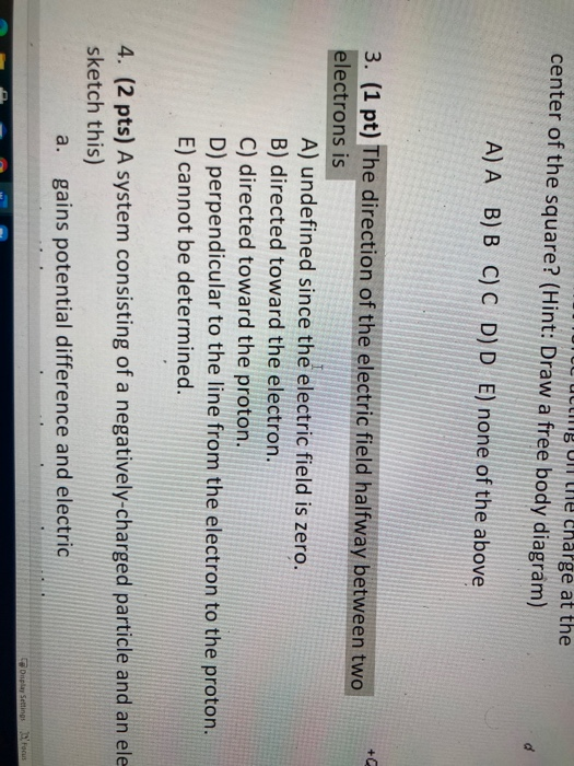 Solved gule charge at the center of the square? (Hint: Draw | Chegg.com