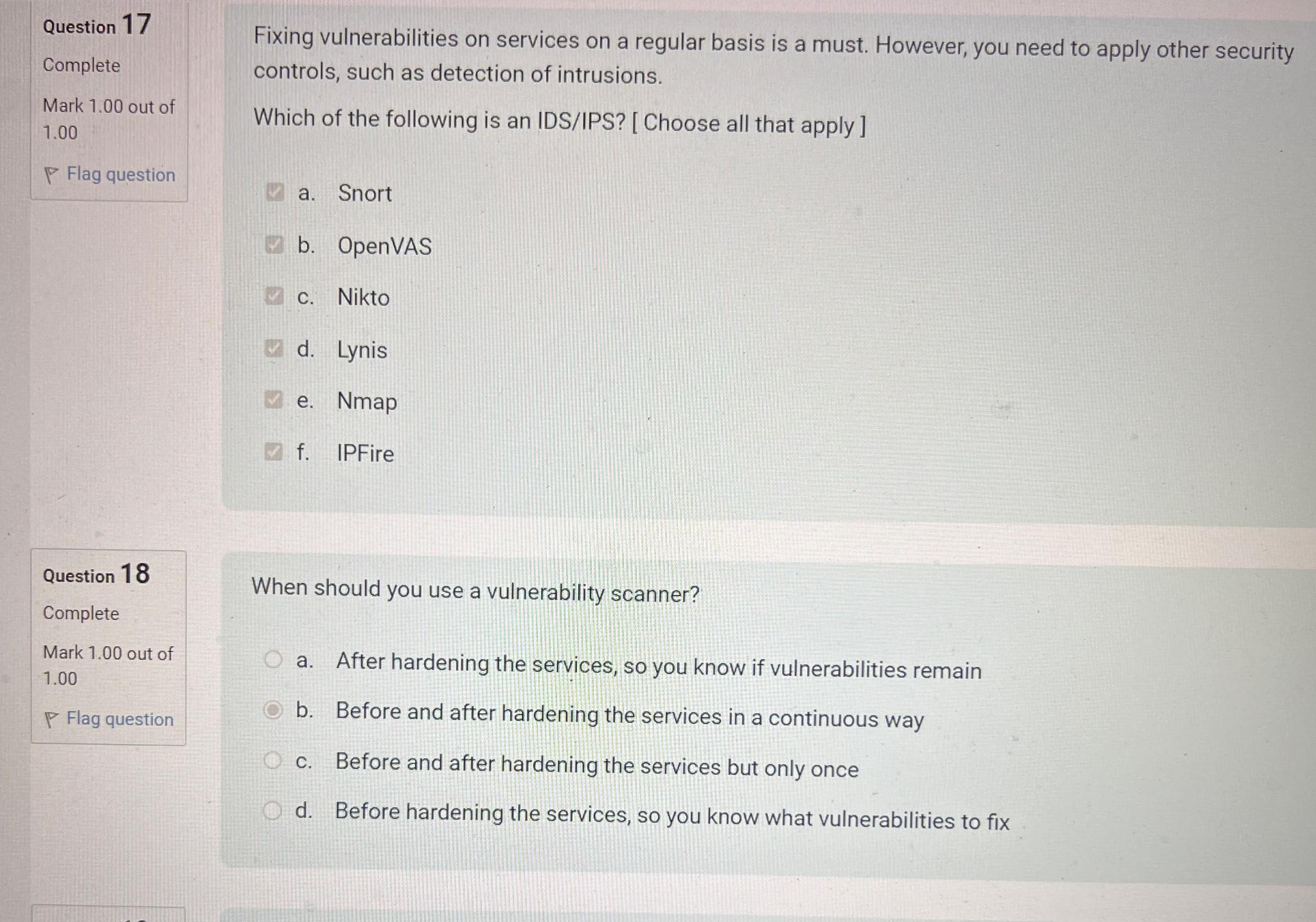 Solved Question 17CompleteMark 1.00 ﻿out of 1.00Flag | Chegg.com