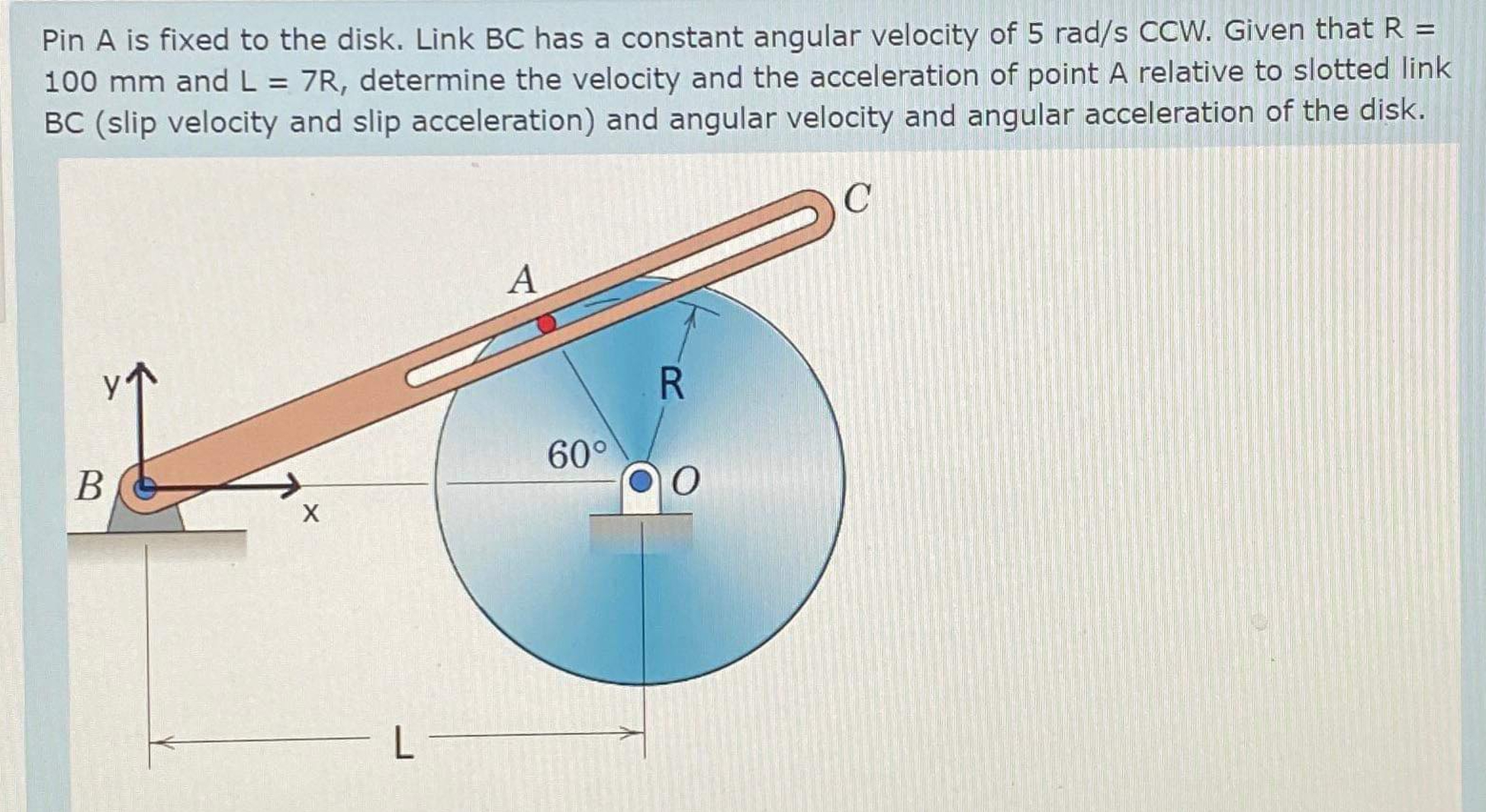 Solved Pin A ﻿is fixed to the disk. Link BC ﻿has a constant | Chegg.com