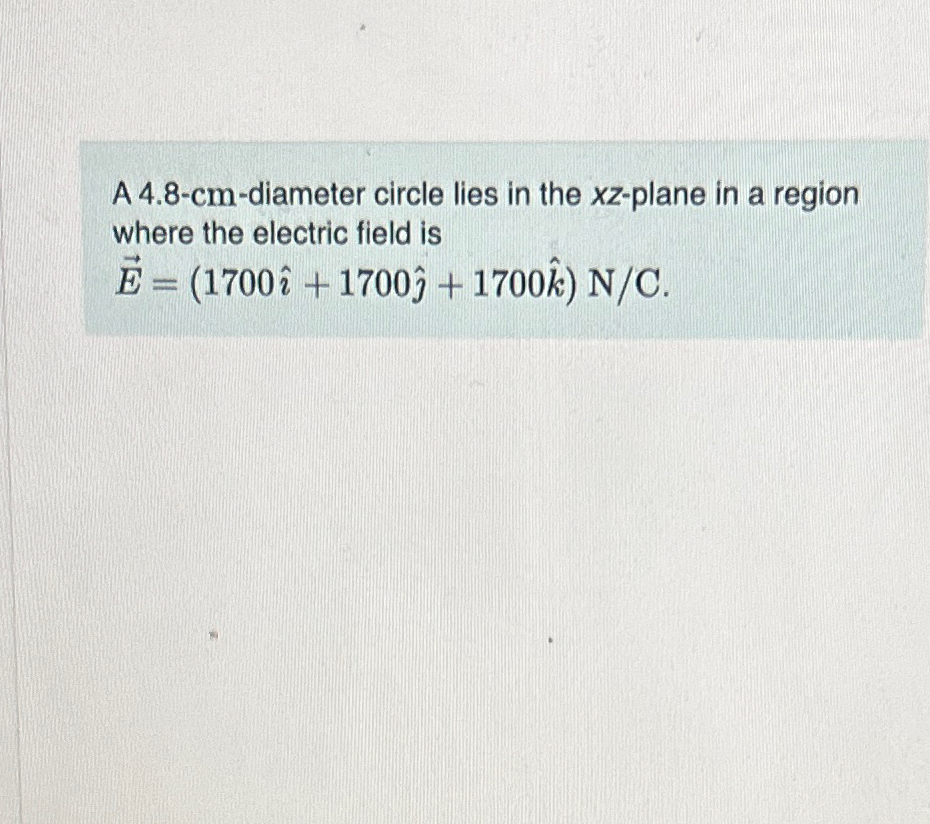 Solved A 4.8-cm-diameter circle lies in the xz-plane in a | Chegg.com