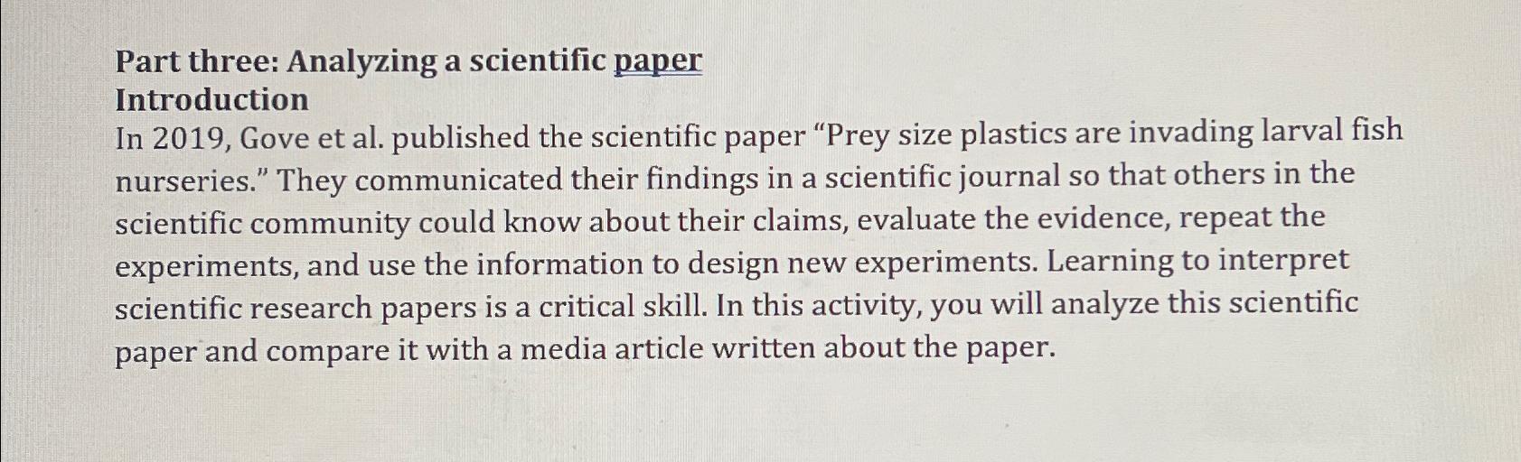 Solved Part three: Analyzing a scientific | Chegg.com