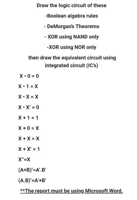 Solved Draw the logic circuit of these -Boolean algebra | Chegg.com
