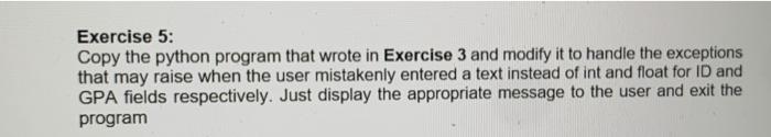 Solved Exercise 1: Write a python program that does the | Chegg.com