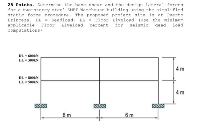 Solved Determine the base shear and the design lateral | Chegg.com