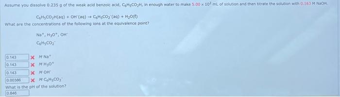 Solved Assume you dissolve 0.235 g of the weak acid benzoic | Chegg.com