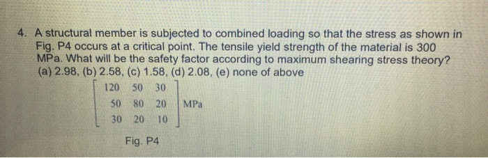 Solved 4. A structural member is subjected to combined | Chegg.com