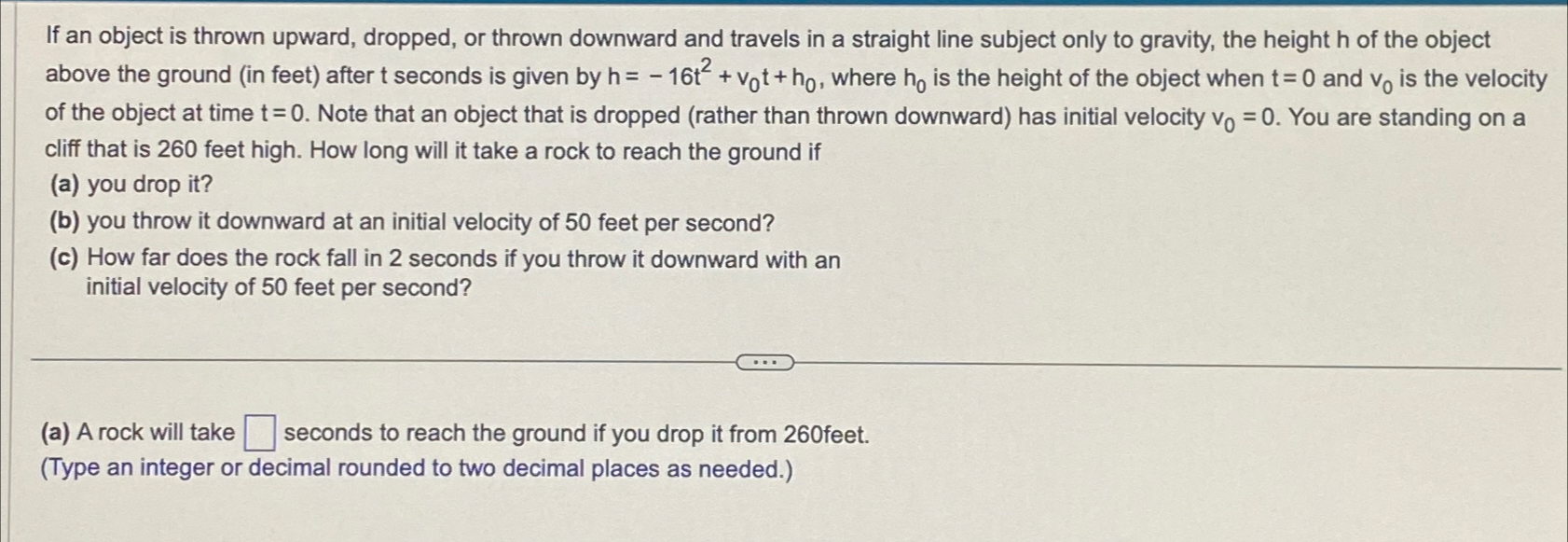 If an object is thrown upward, dropped, or thrown | Chegg.com