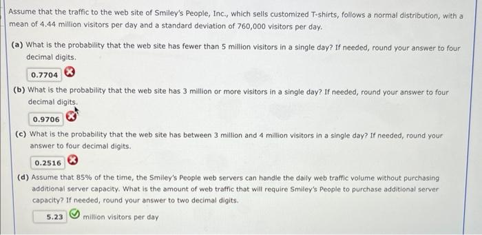 Solved Assume that the traffic to the web site of Smiley's | Chegg.com