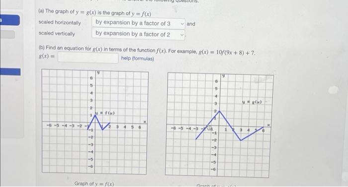 Solved (a) The graph of y = g(x) is the graph of y = f(x) | Chegg.com