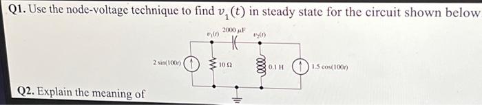 Solved 21. Use the node-voltage technique to find v1(t) in | Chegg.com